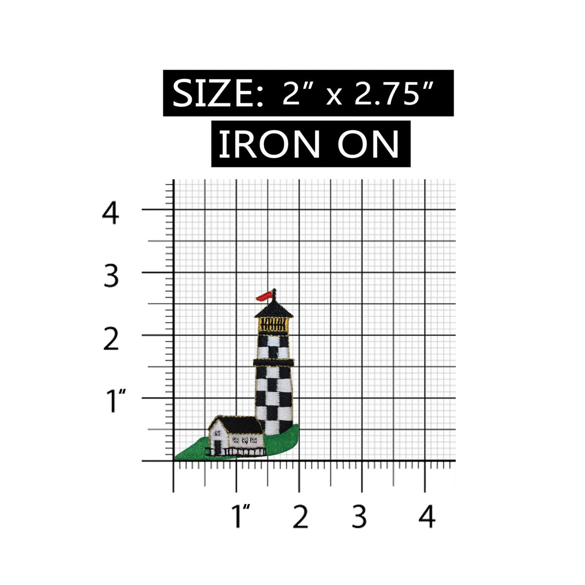 ID 1843 Checkered Lighthouse Patch Travel Nautical Embroidered Iron On ...