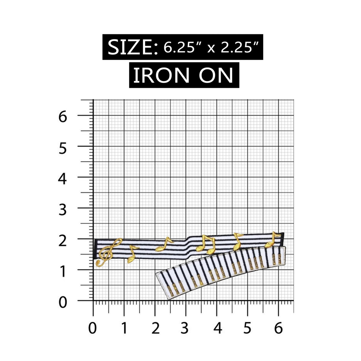 ID 9155 Gold Staff Notes Patch Musical Sheet Music Embroidered Iron On ...